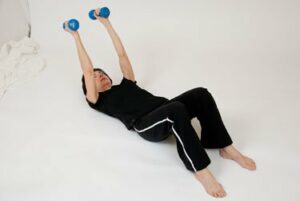 Tricep Extensions on Floor and Stability Ball. Includes Supine Tricep Press